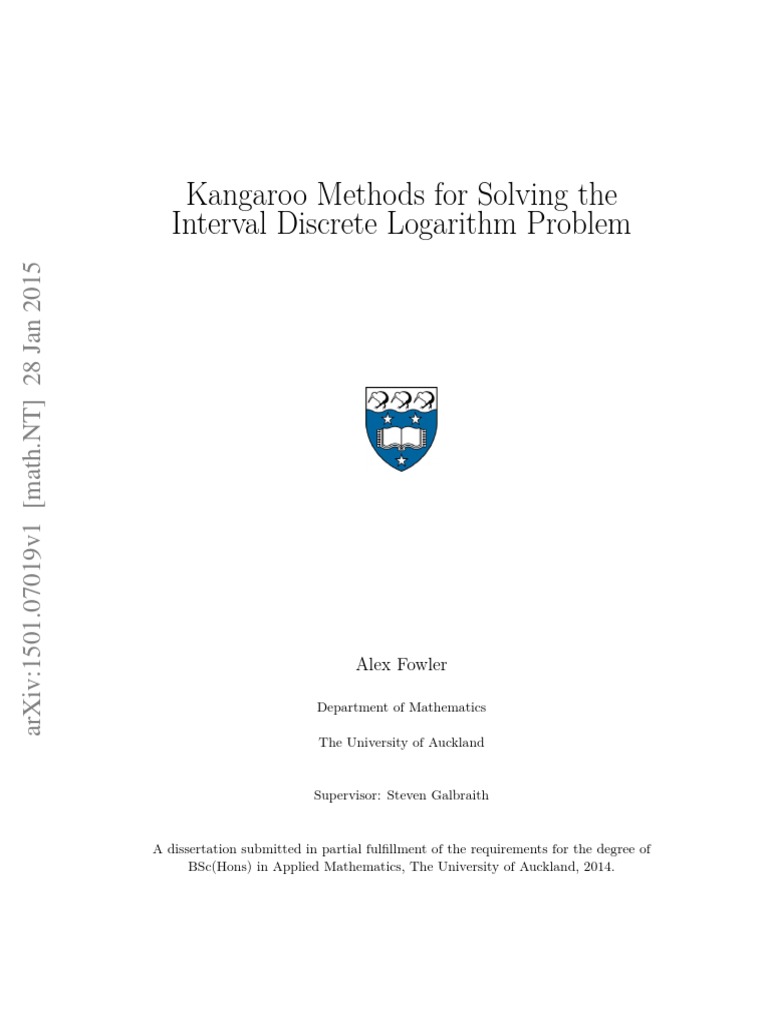 Kangaroo Methods For Solving The Interval Discrete Logarithm Problem ... Kangaroo Methods For Solving The Interval Discrete Logarithm Problem ...