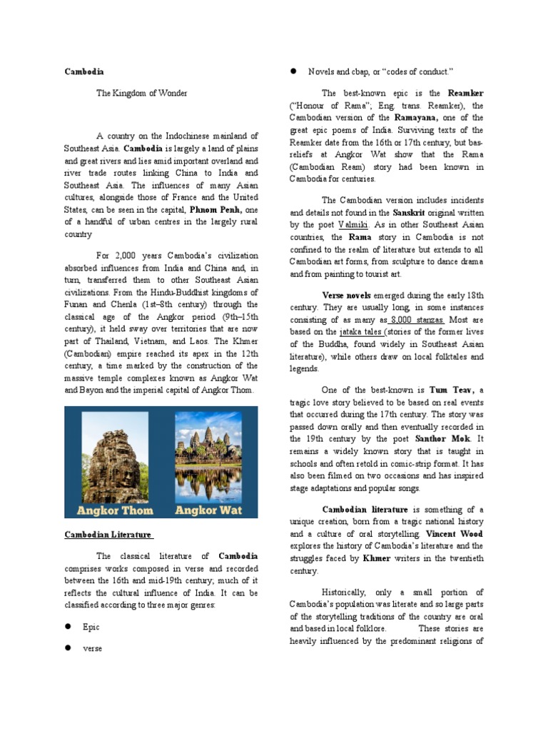 Cambodia's Rich Literary Heritage | PDF | Plot (Narrative) | Cambodia