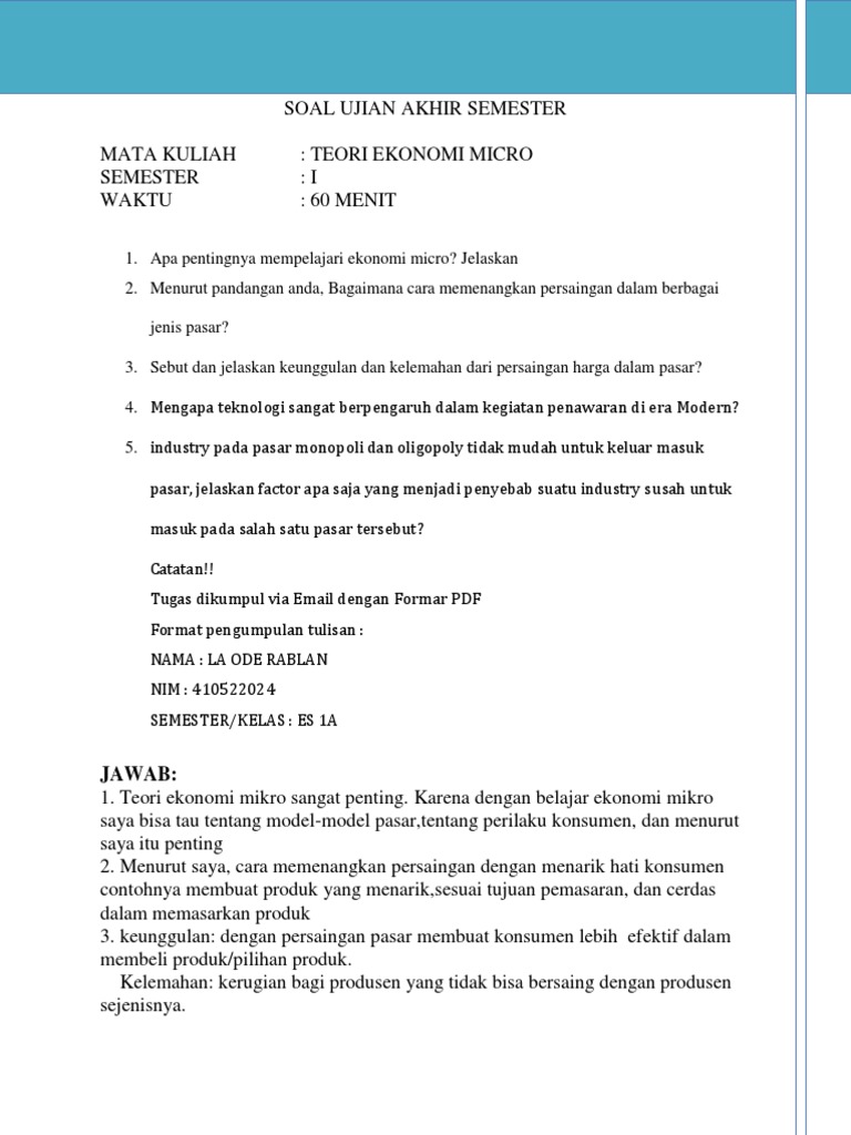 Soal Uas Micro | PDF