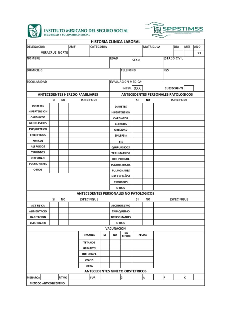 Historia Clinica Laboral | PDF | Sangre | Fisiología