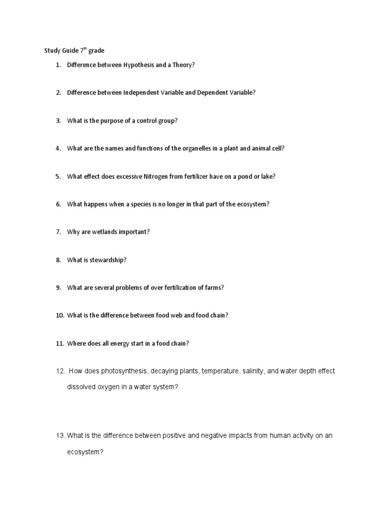 Study Guide 7th Grade | PDF