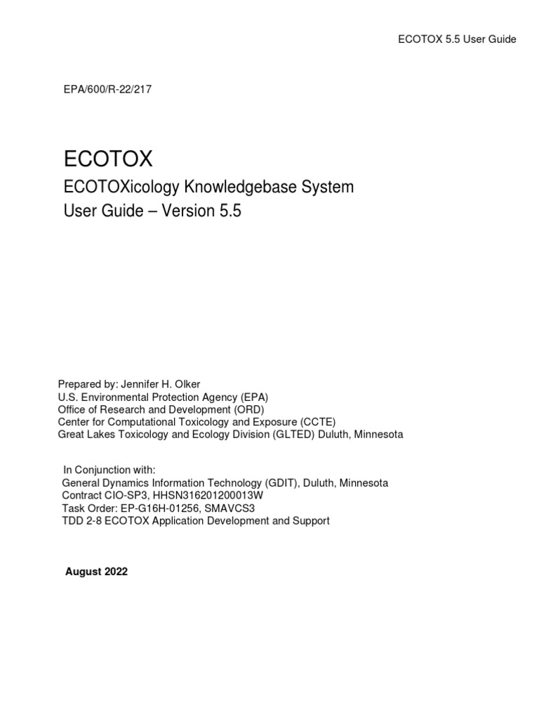 ECOTOXicology Knowledgebase System | PDF | Microsoft Excel | Soil