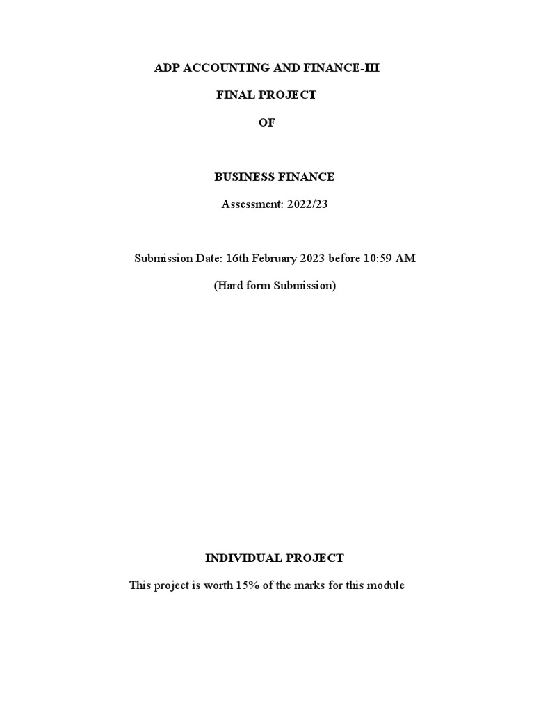 Business Finance Project | Download Free PDF | Balance Sheet | Accounting