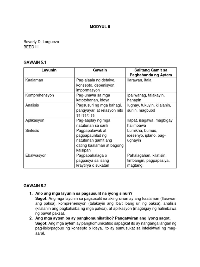 Modyul 6 Filipino | PDF