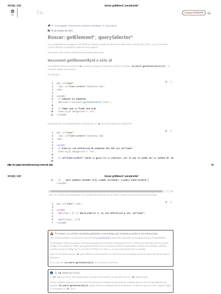 Buscar GetElement, QuerySelector | PDF | Modelo de objeto de documento | Software