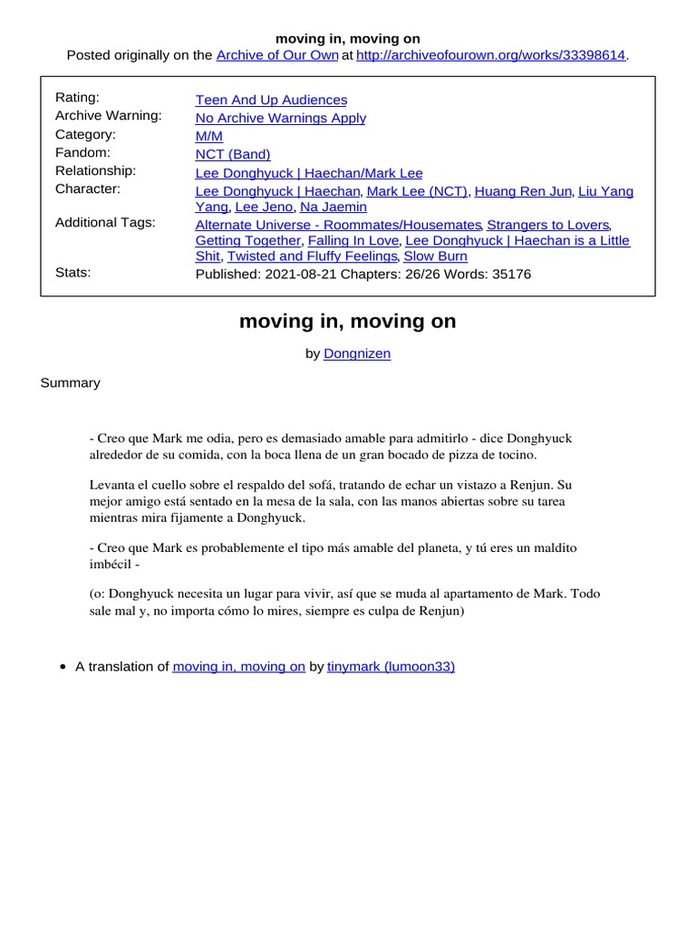 Moving in Moving On | PDF