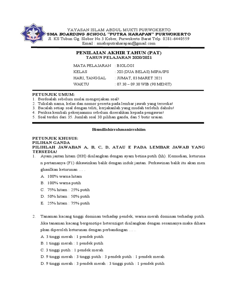 Latihan Soal Bio | PDF