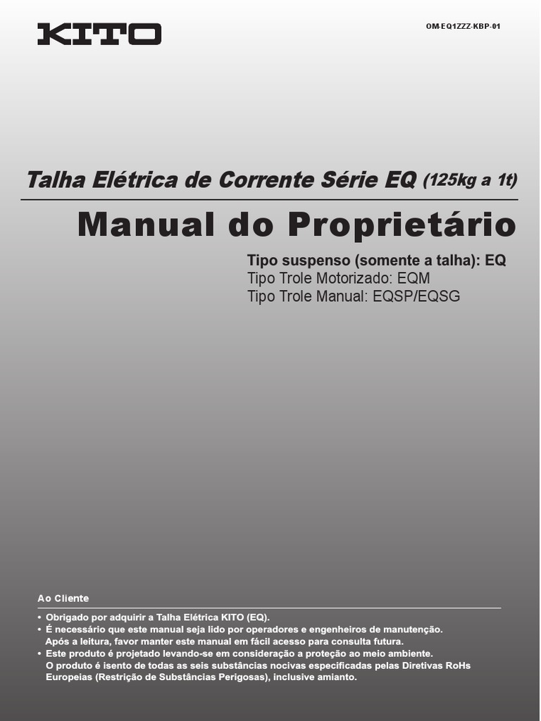 Manual Eq - PT Atual - Kito | PDF | Corrente elétrica | Eletricidade