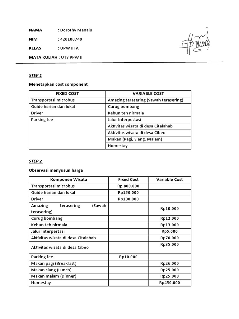 Dorothy Manalu - 420100740 - Langkah Perhitungan - UAS PPW II | PDF