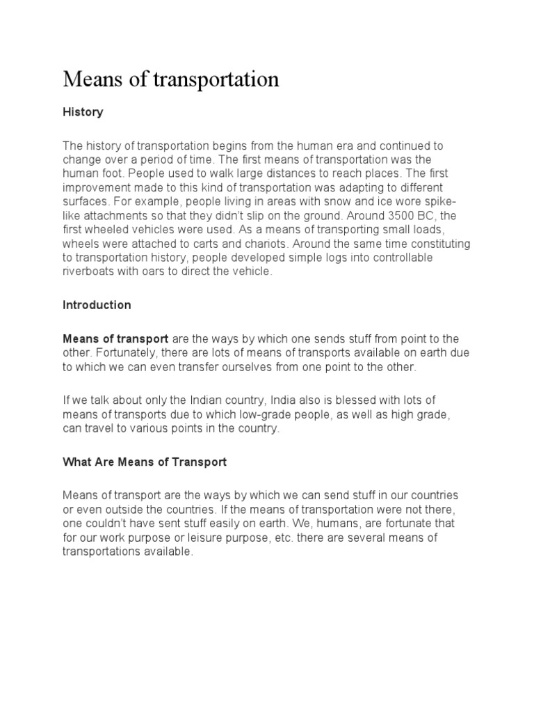 Means of Transportation | PDF | Transport | Mode Of Transport