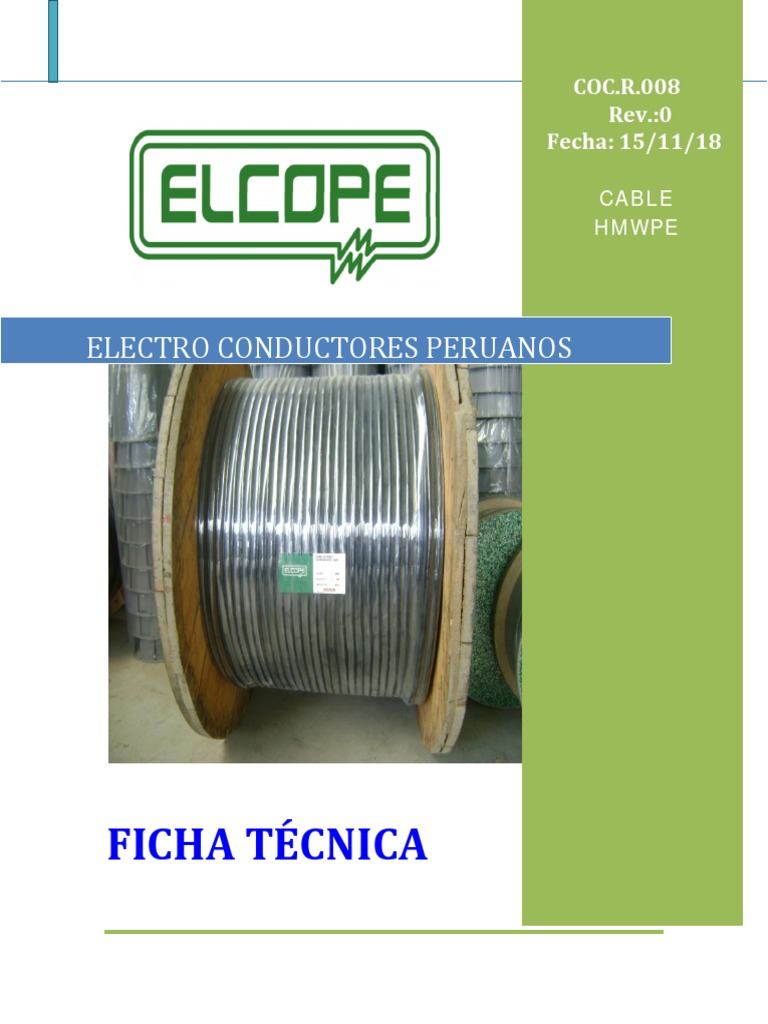 Ficha Cable HMWPE ELCOPE | PDF | Sustancias químicas | Ciencias fisicas