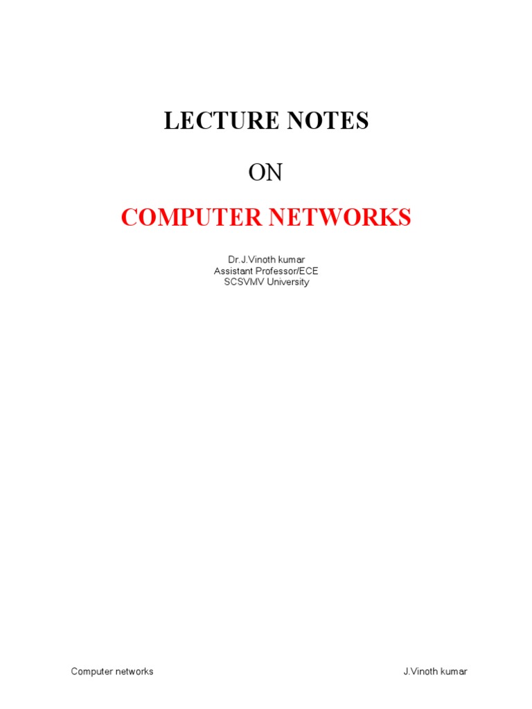 Lecture Notes on Computer Networks | PDF | Osi Model | Computer Network