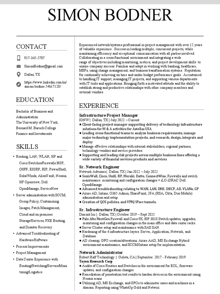 Simon Bodner Resume 2022 66-DTX | PDF | Computer Network | Virtual ...