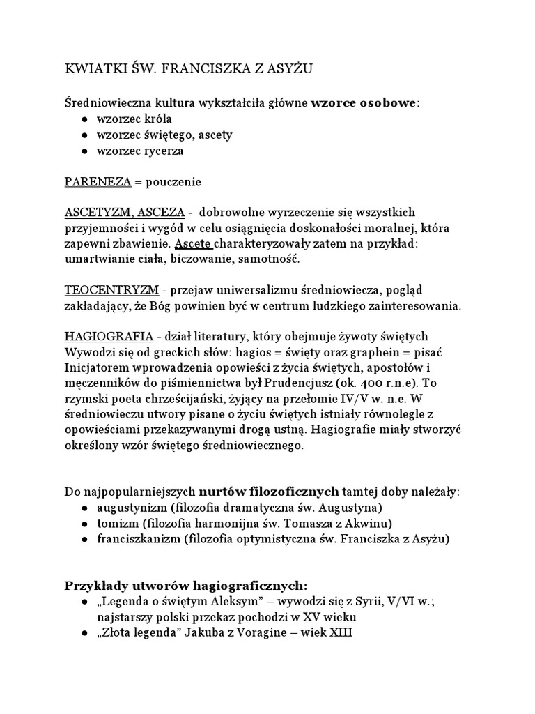 Kwiatki Św. Franciszka Z Asyżu | PDF