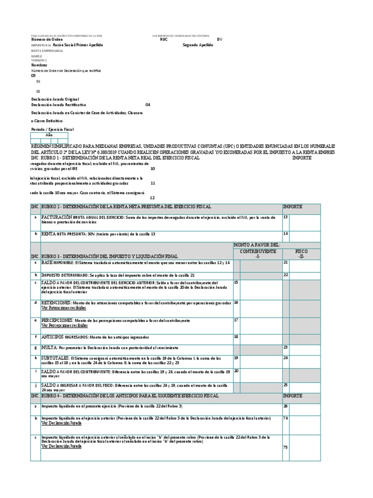 Formulario N° 501 IRE SIMPLE Versión 2 PASAR A XLS | PDF | Impuestos ...