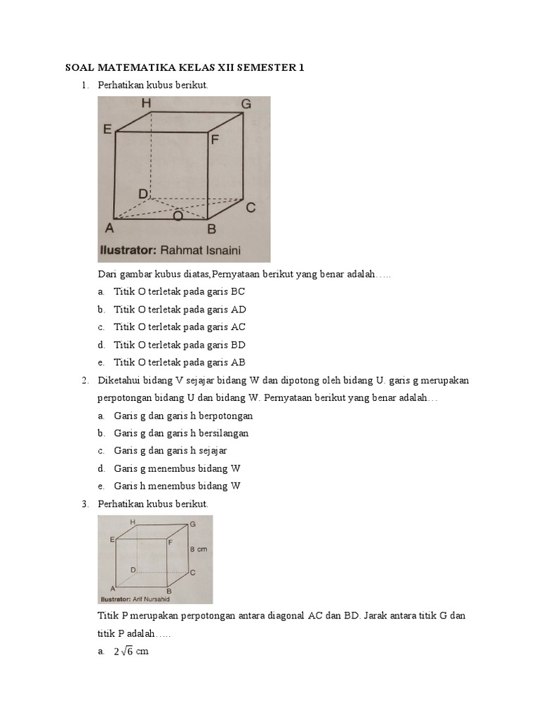 Soal Matematika Kelas XII Semester 1 | PDF | Sains & Matematika