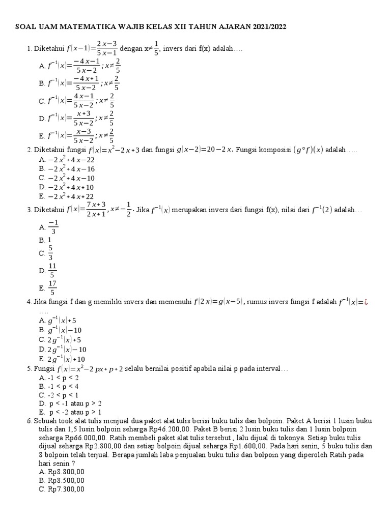 Soal Uam Ma Trisula 2022 (Baru) Remidi | PDF