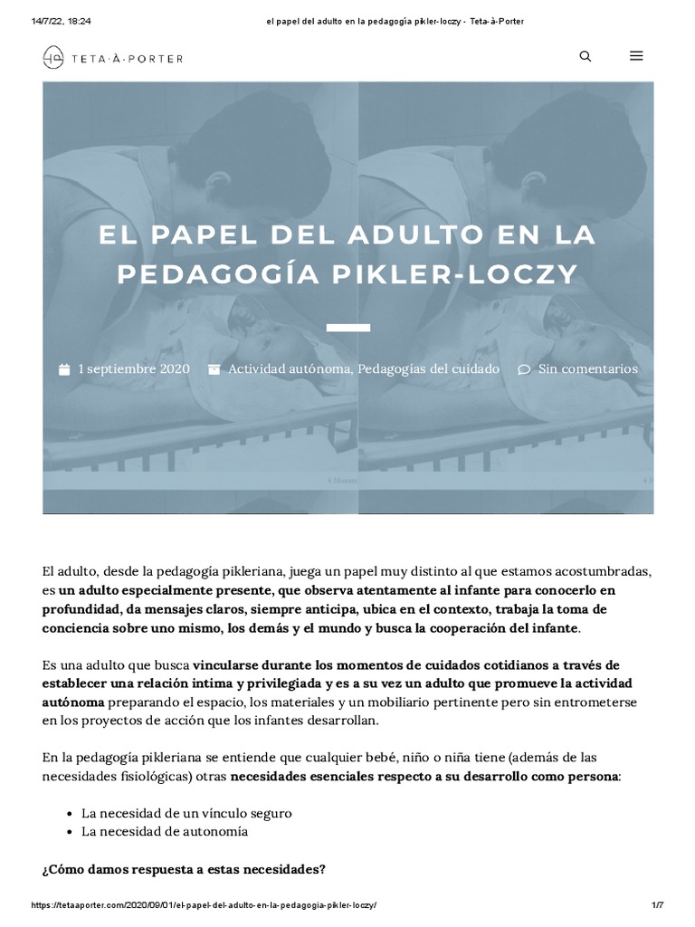 El Papel Del Adulto en La Pedagogía Pikler-Loczy - Teta-à-Porter | PDF ...