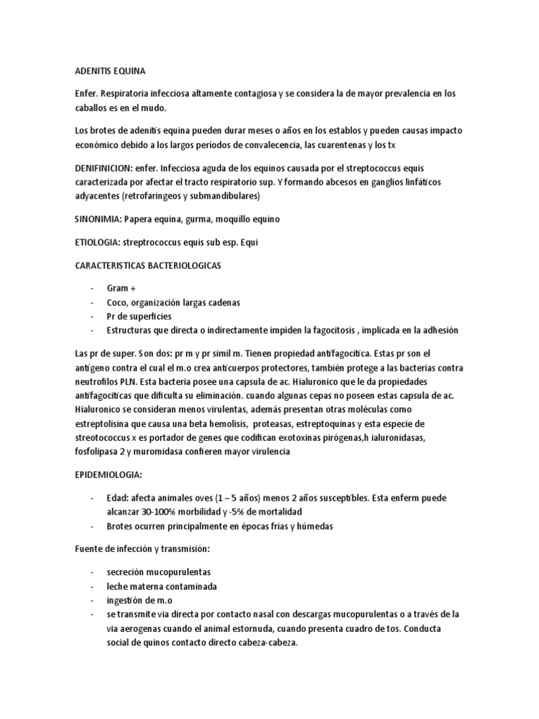 Adenitis Equina: Causas y Tratamientos | PDF | Infección | Las bacterias