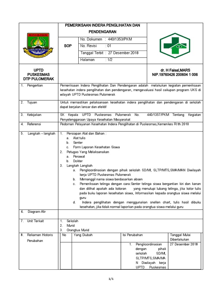 SOP Indera Dan Penglihatan | PDF