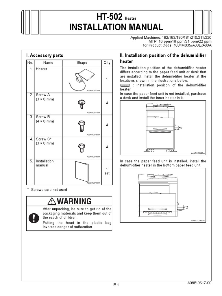 Installation Instructions for the HT-502 Heater for Applied Machines ...