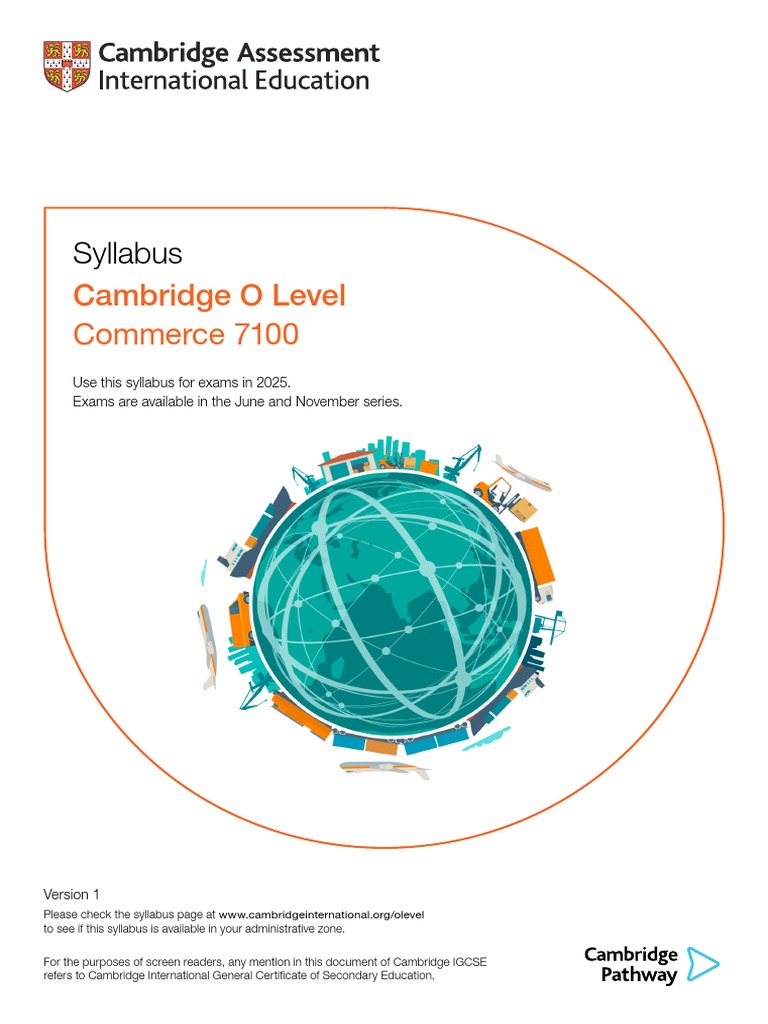 Syllabus: Cambridge O Level Commerce 7100 | Download Free PDF | Retail ...