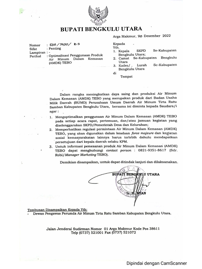 Penggunaan Produk AMDK TEBO | PDF