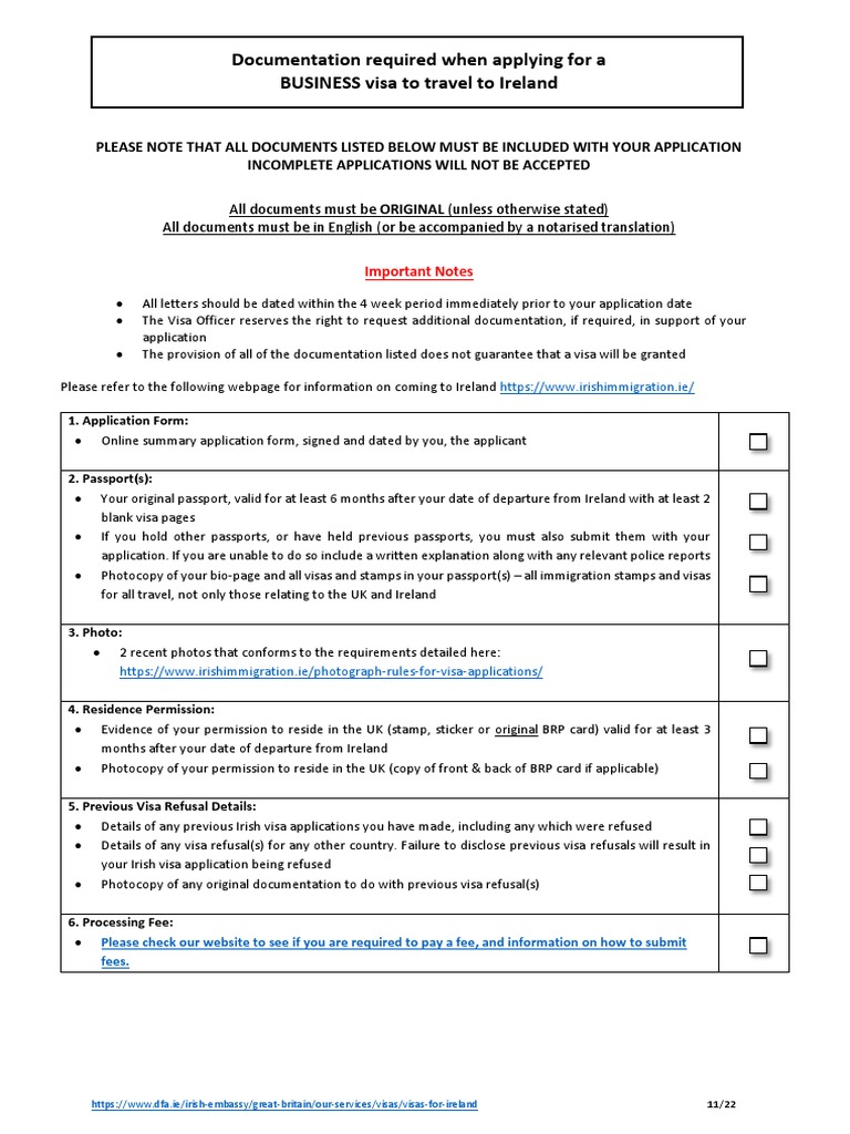 Business Visa Checklist Nov 2022 | Download Free PDF | Travel Visa ...