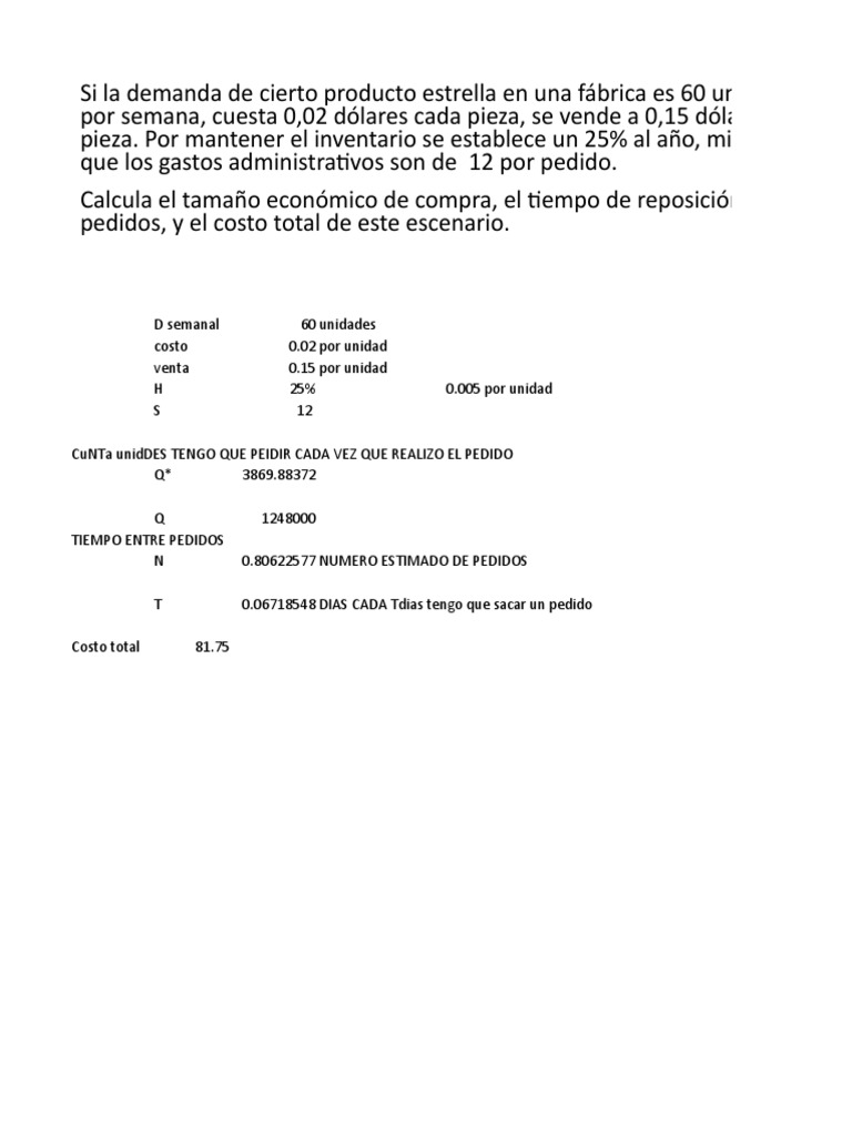 Ejercicio 7 Modelo EOQ | PDF