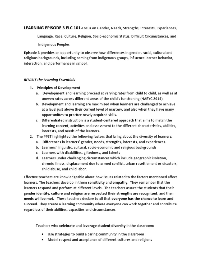 ELC101_Episode 3K | PDF | Learning | Teachers