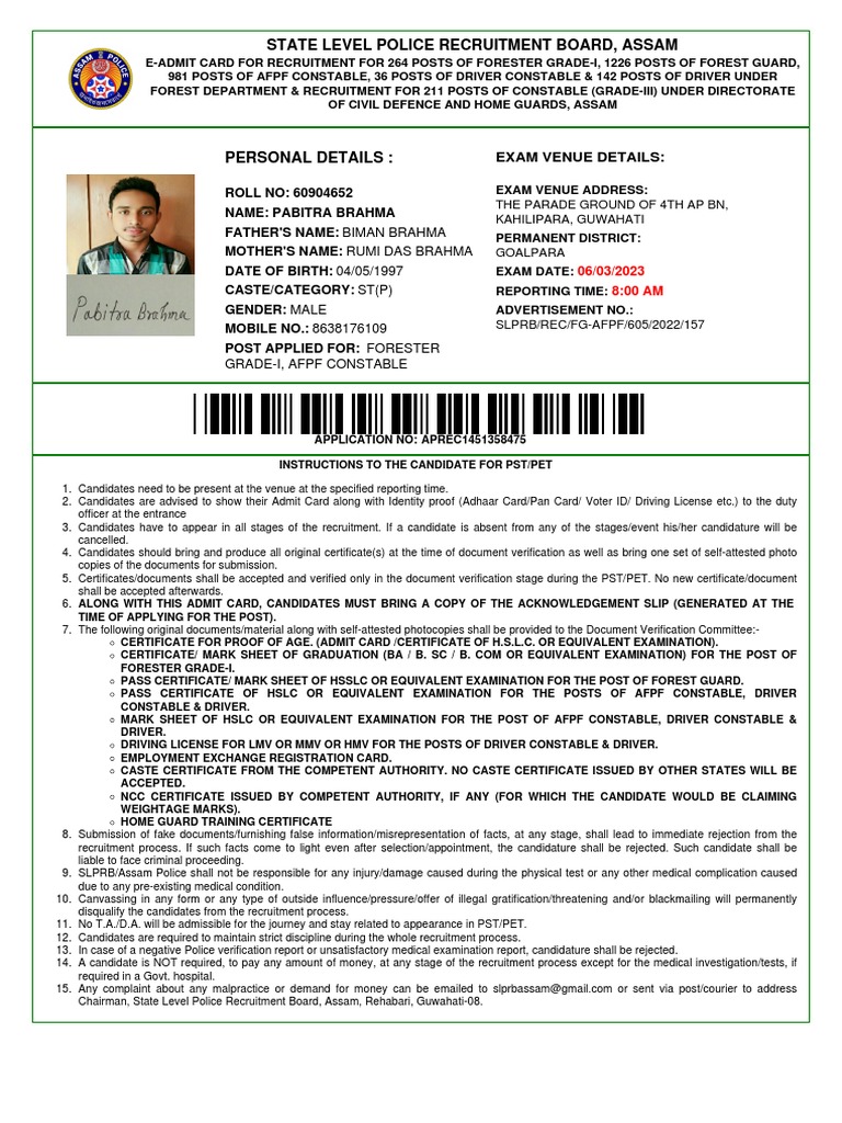 Admit APREC1451358475 | PDF | Driver's License | Government