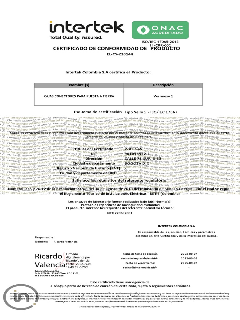 Certificado Wac Sas 2022 | PDF