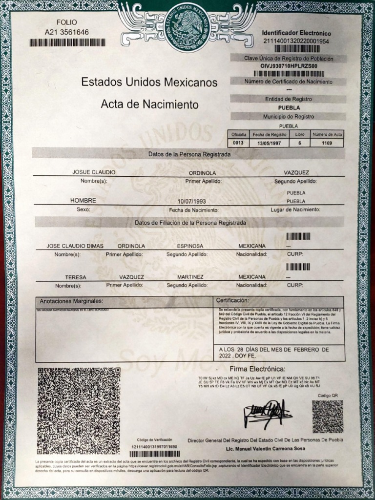 Formato De Acta De Nacimiento Mexicana Para Llenar E Imprimir/acta De Nacimiento Tipo De Papel