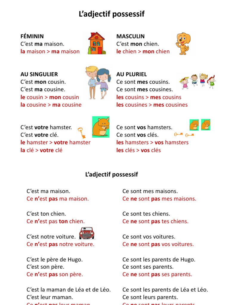 dd7 Unité 1 Adjectif Possessif | PDF | Arts du langage et discipline ...