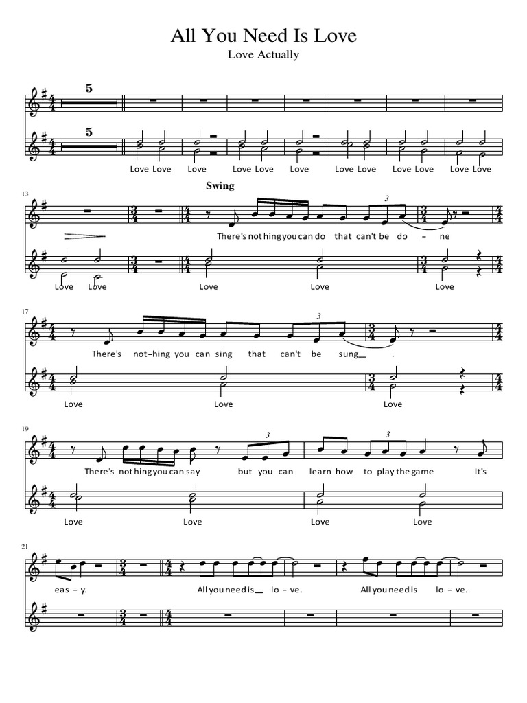 All You Need Is Love - Love Actually | PDF