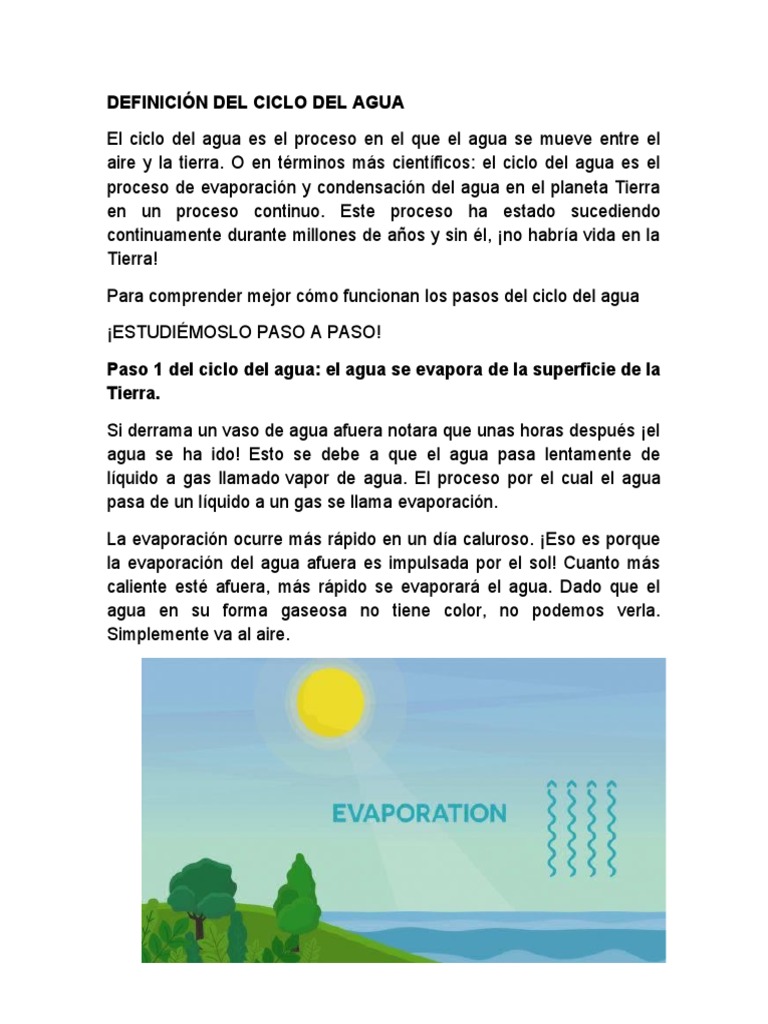 Definición Del Ciclo Del Agua | PDF | Evaporación | Agua