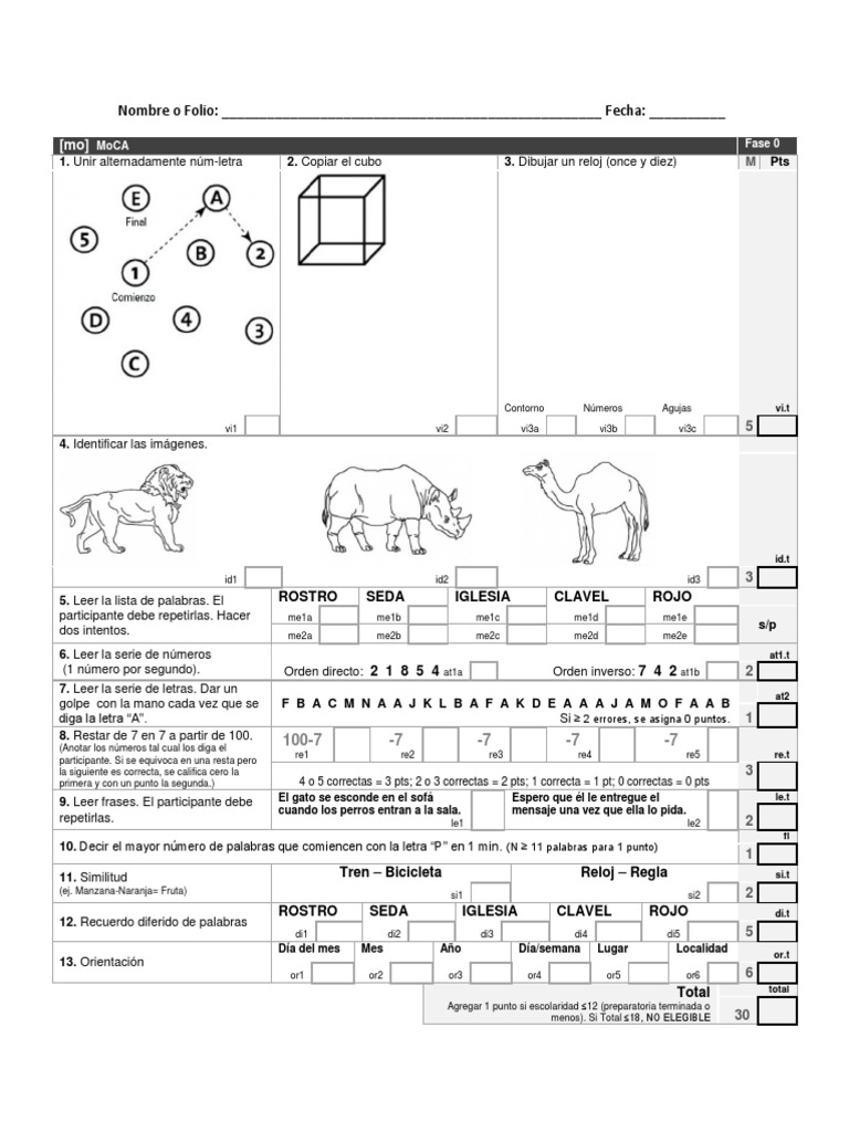 Evaluación Cognitiva: Prueba de MoCA | PDF