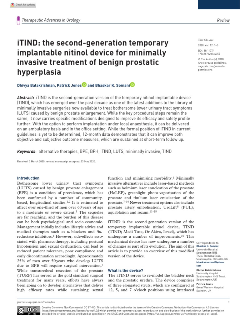 Implantable Nitinol Device in TT of BPH | PDF | Urinary Incontinence ...