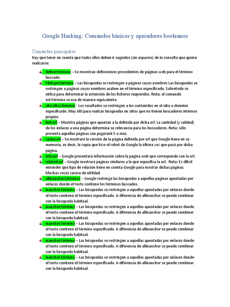 Google Hacking | PDF | Página web | Red mundial