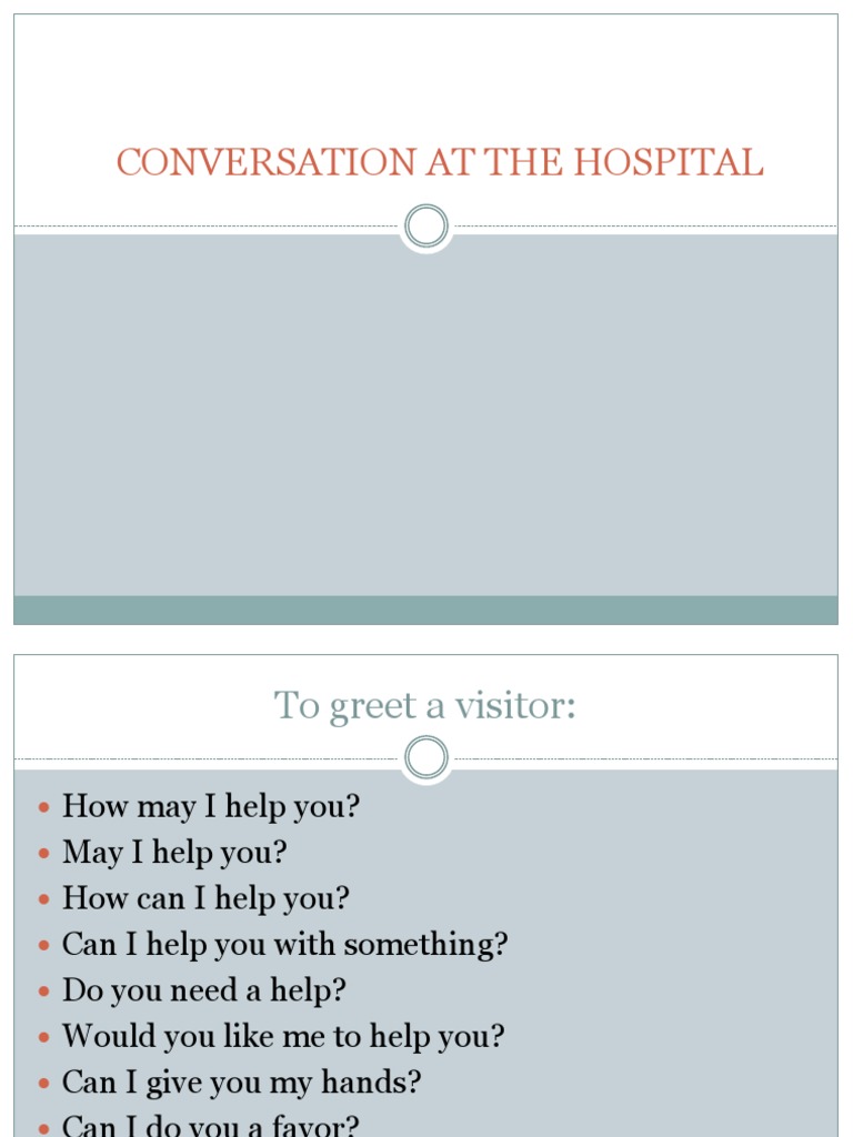 Hospital Conversation Essentials | PDF | Lifestyle