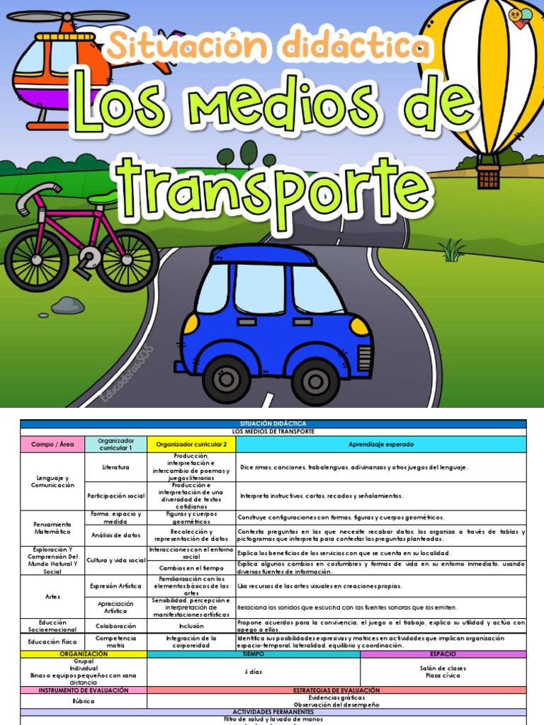 Los Medios de Transporte Preescolar | PDF | Semáforo | Educación de la ...
