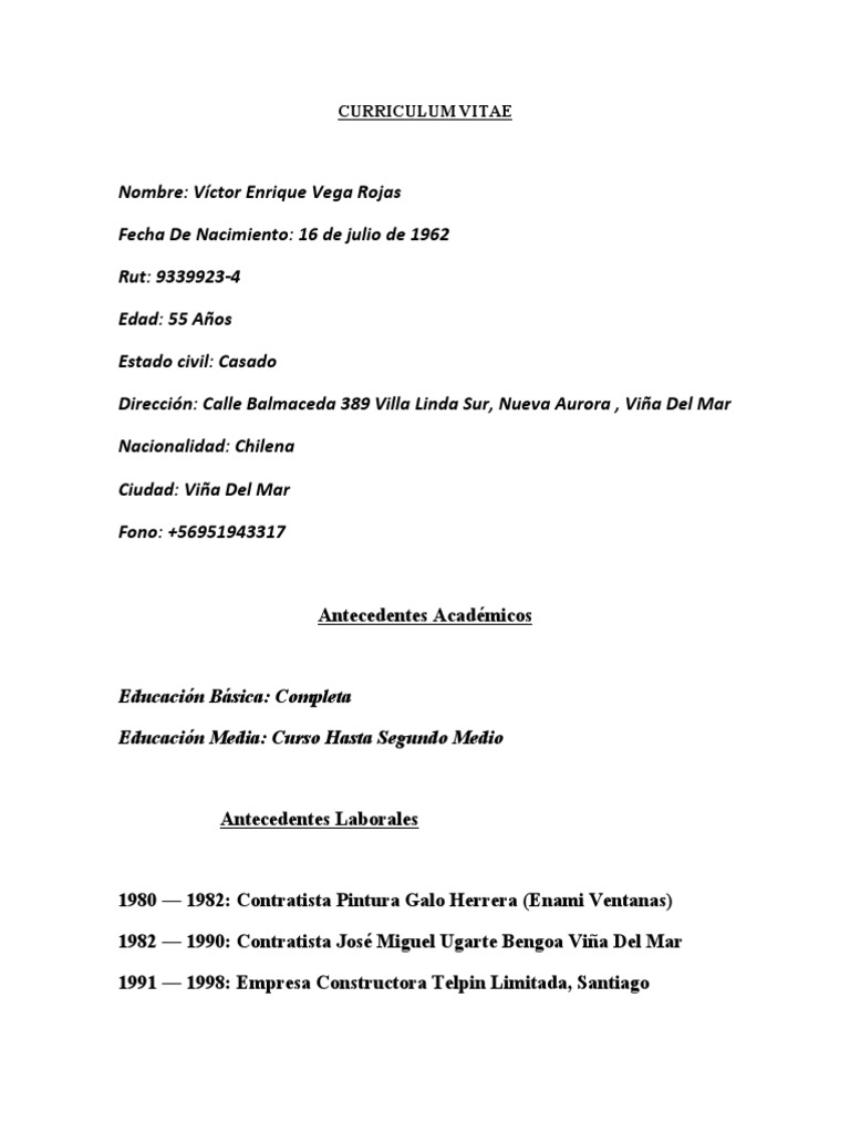 CURRICULUM-VITAE-Victor Vega | PDF