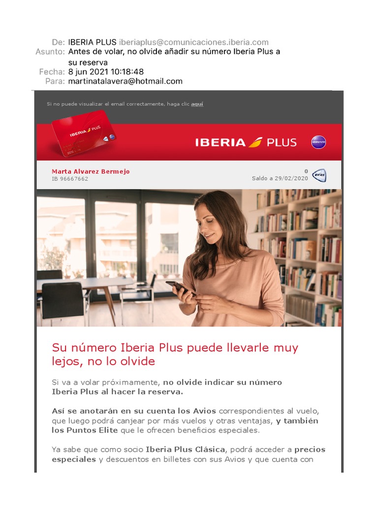 Antes de Volar, No Olvide Añadir Su Número Iberia Plus A Su Reserva ...