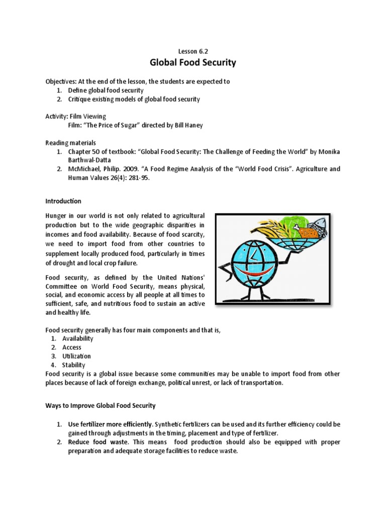 Lesson 6.2 Global Food Security | PDF | Food Security | Genetically ...
