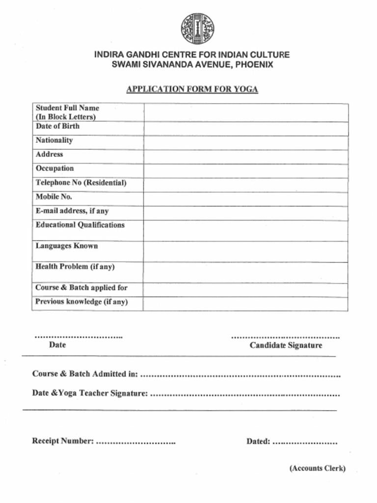 IGCC Application Form For Yoga For Year 2023 | PDF