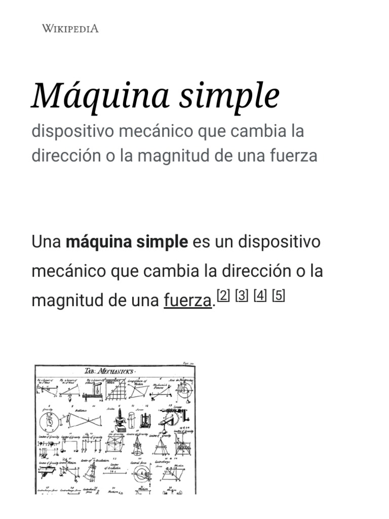 Máquina Simple - Wikipedia, La Enciclopedia Libre | PDF | Máquinas ...