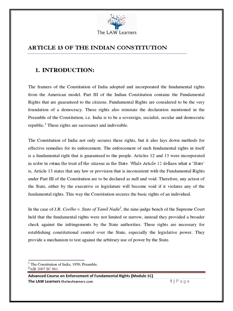 Module 1 (C) - Article 13 | PDF | Constitution | European Convention On Human Rights