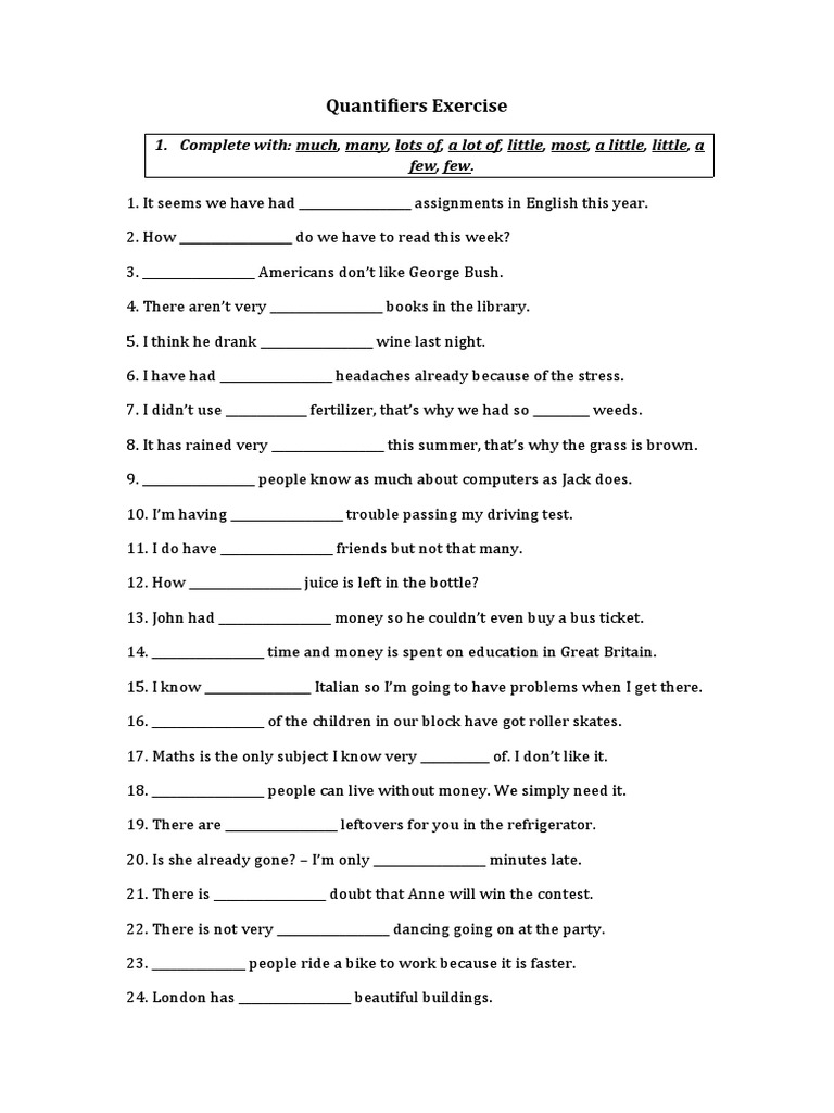 Quantifiers Exercise | PDF
