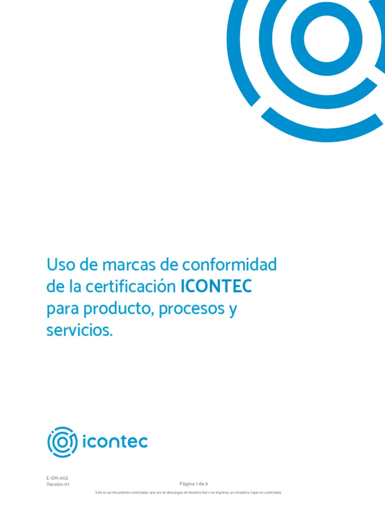 Manual de Uso de Marcas de Conformidad en Producto ICONTEC | PDF | Marca | Diseño gráfico
