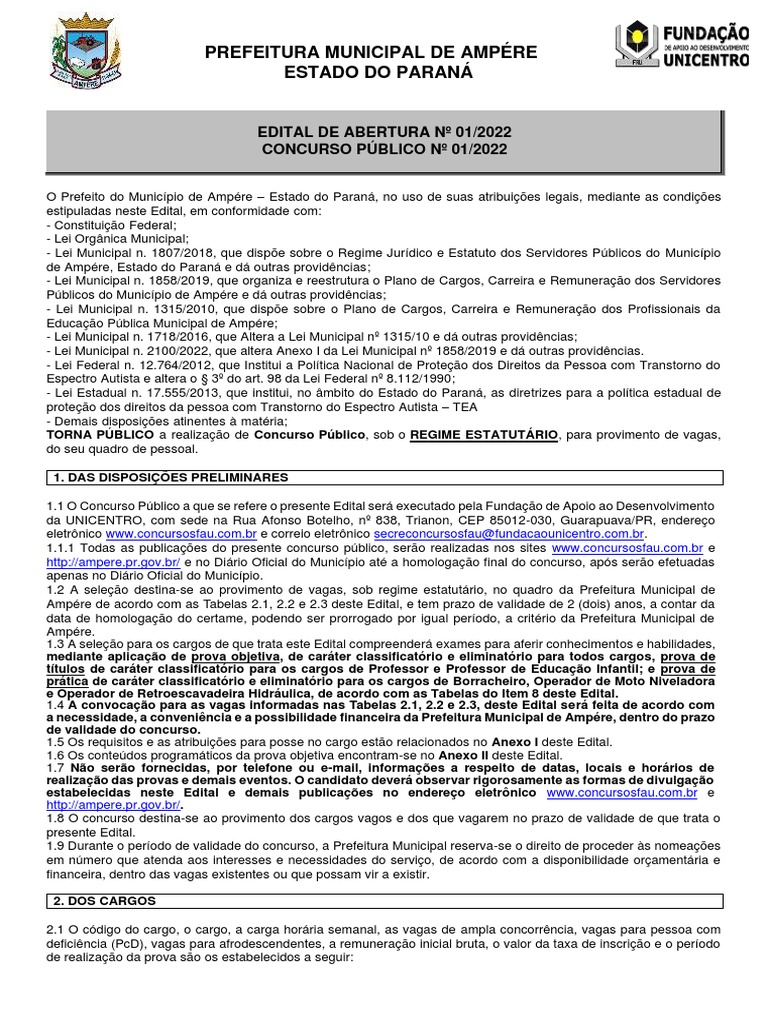 Edital Concurso - Cargo Publico Ampere | PDF | Espectro do autismo ...